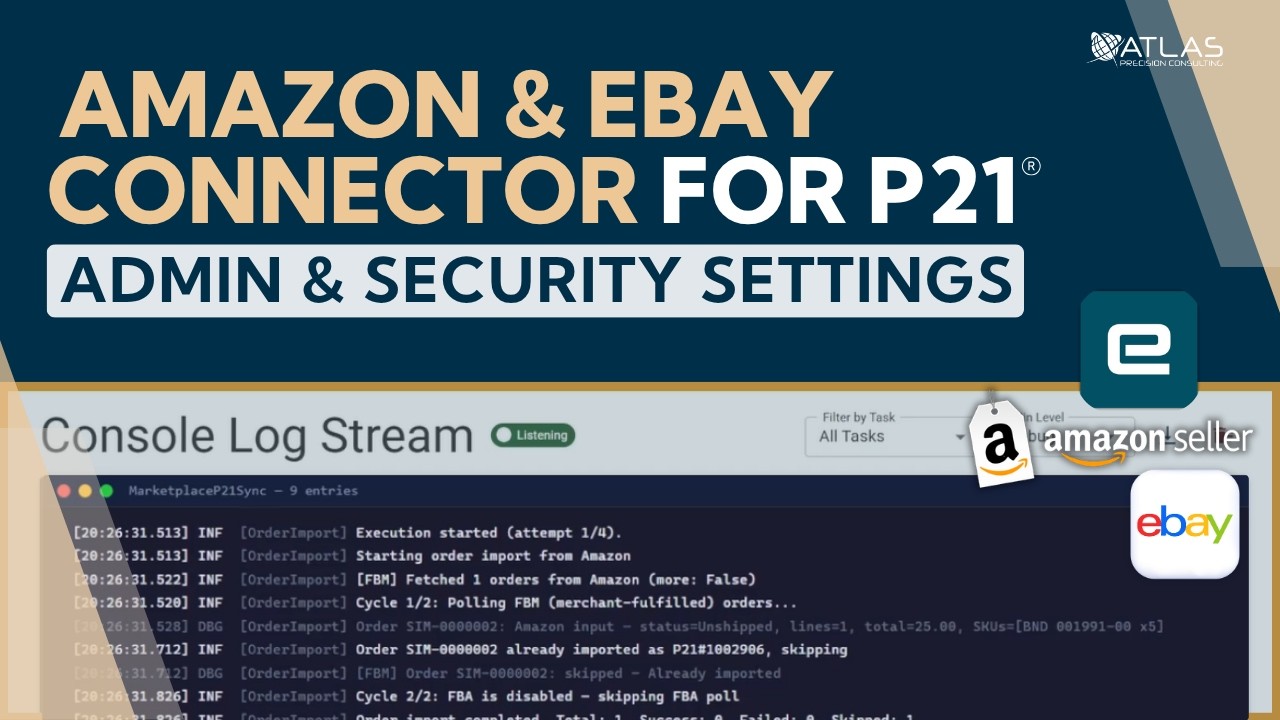 Epicor's Prophet 21 ERP - Amazon - Ebay Connector: Security Settings