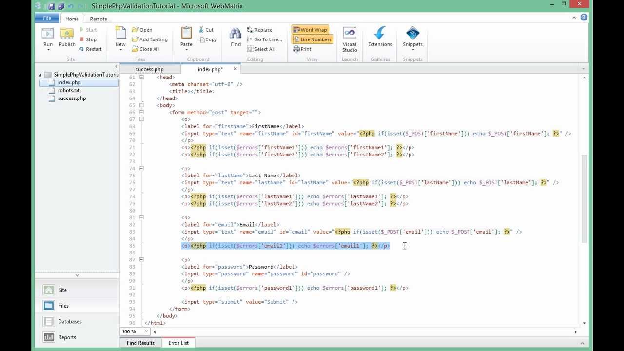 Php Form Validation Tutorial Simple Part 5/6