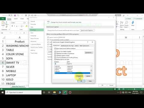 Name box & auto correct options in excel