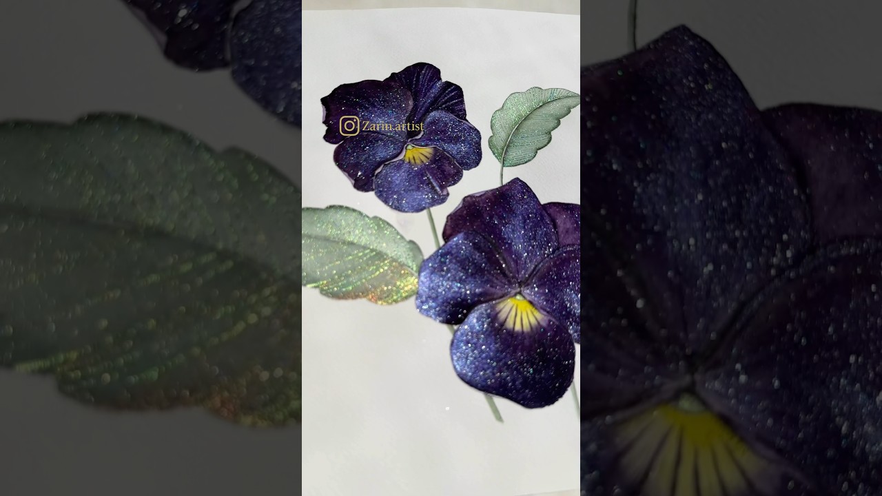 Magical Dark Purple Pansies in Metallic Watercolors | Shimmer & Shine! ✨💜🖤