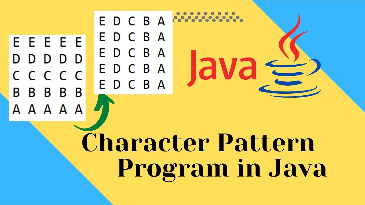 Character pattern interview question and solution in Java |  Pattern Programs Tutorial