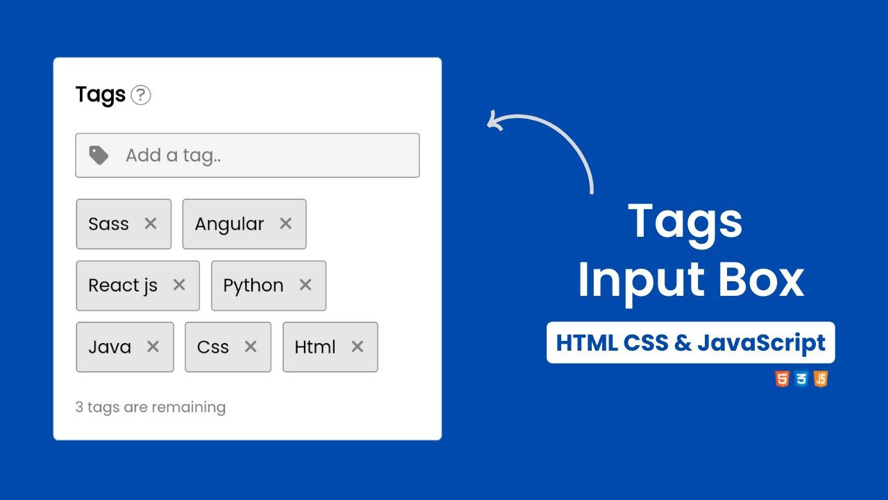 Tags Input Box using HTML CSS & Javascript | Tags Input Box using Javascript | Code With Harsh