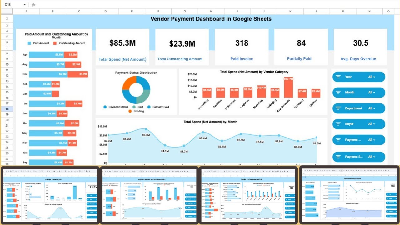 Vendor Payment Dashboard in Google Sheets