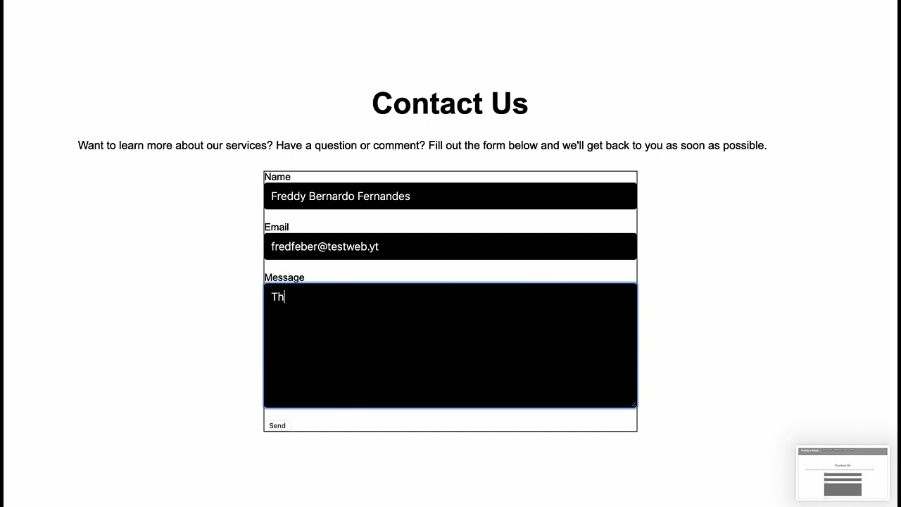 Summit ButtonTest:  The 'Summit' Button on Freddy's Magic Contact Us Page