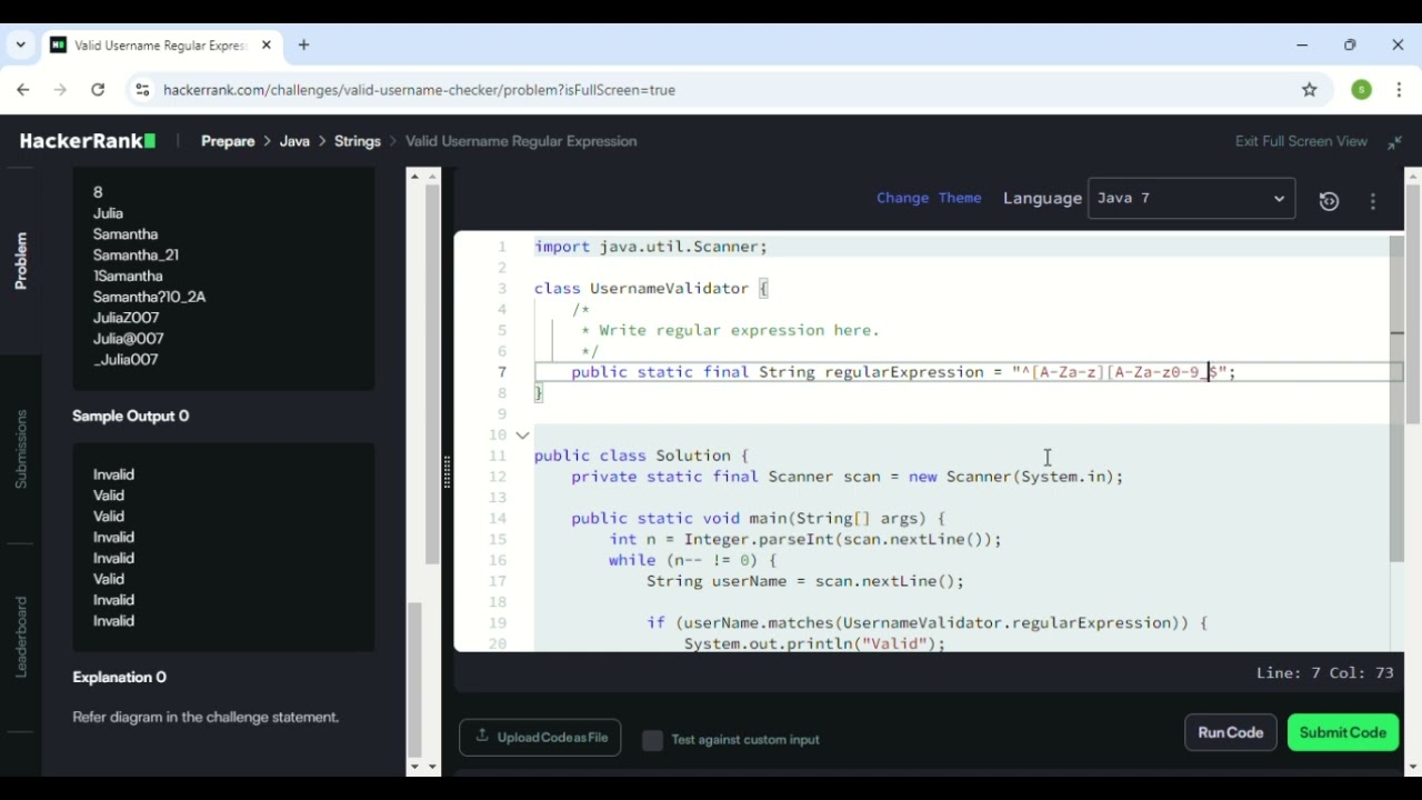 HackerRank Java solution for Valid Username Regex Expression | Interview preparation