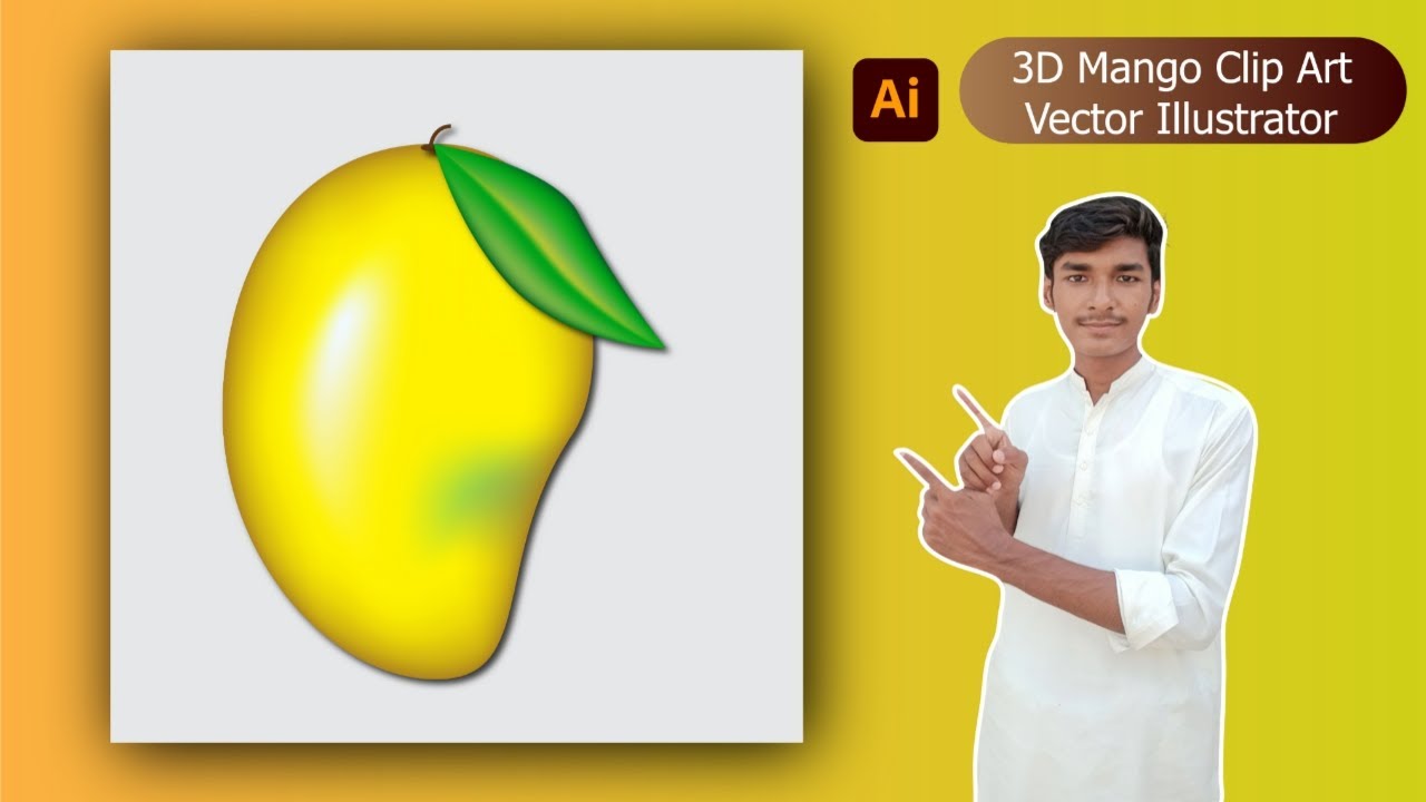 How To make a Mango | Mango Clip Art Vector Illustrator | Fruit Clip Art in Adobe Illustrator