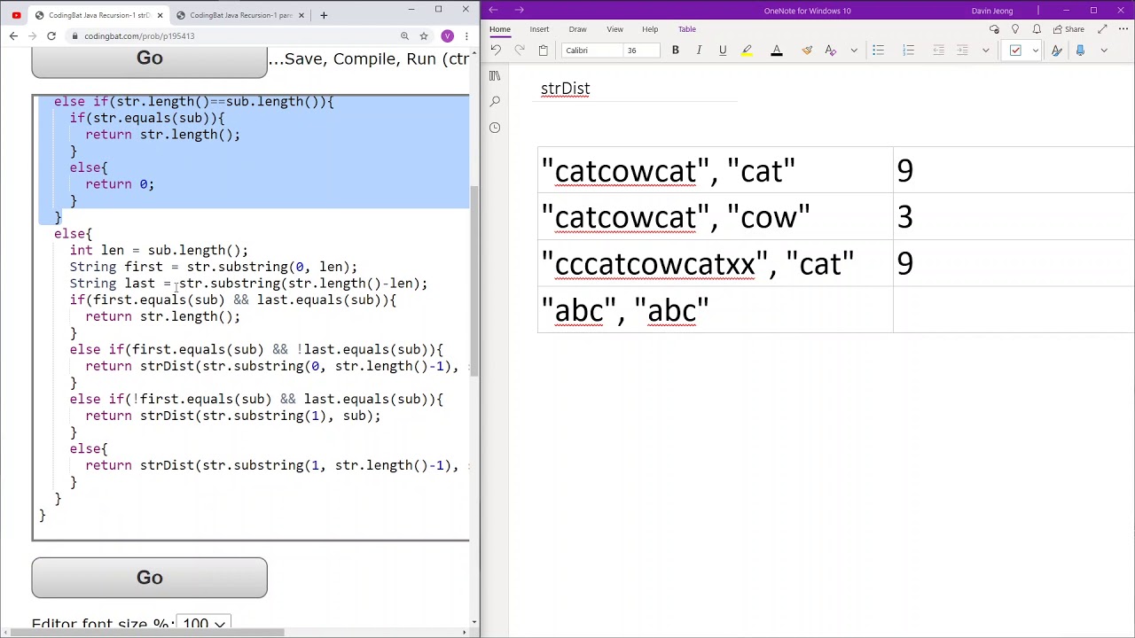 Recursion - 1 (strDist) Java Solution || Codingbat.com
