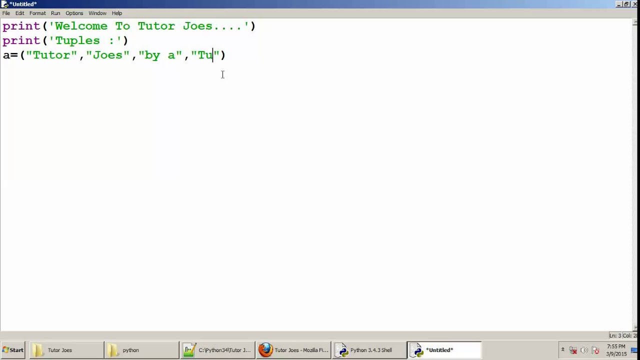 Python Tutorial : Creating And Using a Tuple In Python Tamil Part-9
