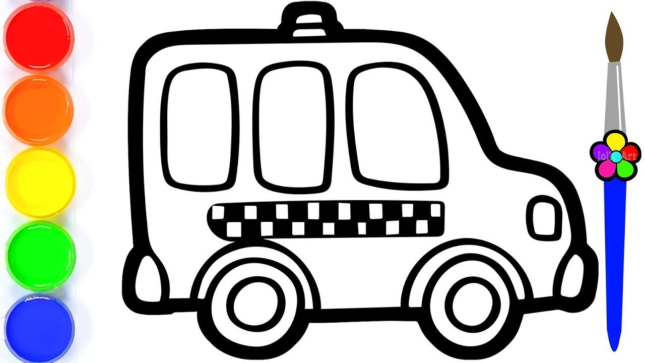 How to draw a Van for kids   Van Coloring Page for childrens