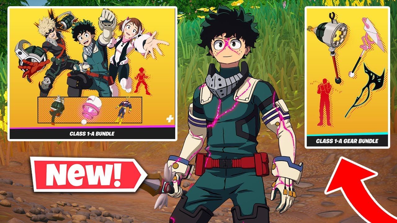NEW DEKU, BAKUGO & URARAKA Skins Gameplay in Fortnite! (CLASS 1A Gear Bundle)