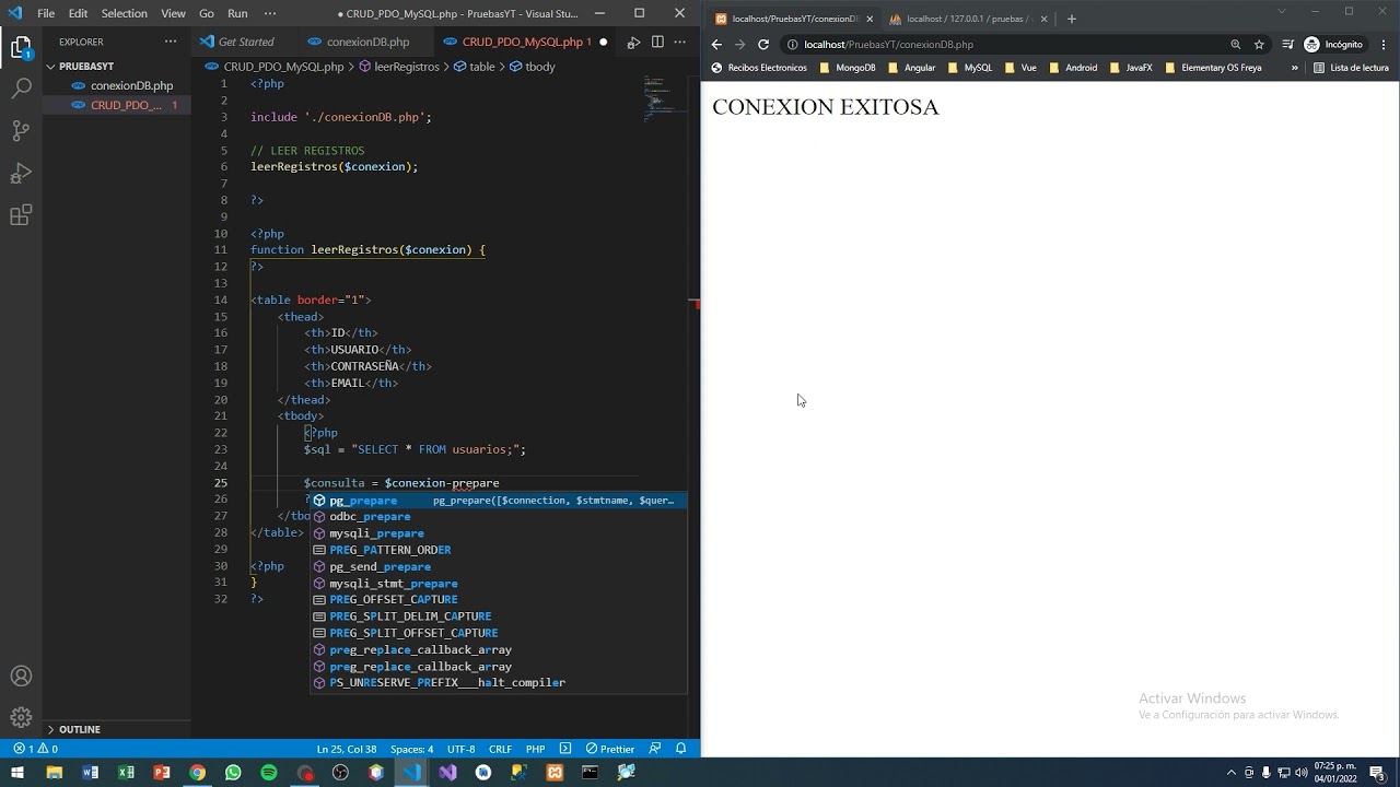 CRUD para MySQL usando PDO en PHP