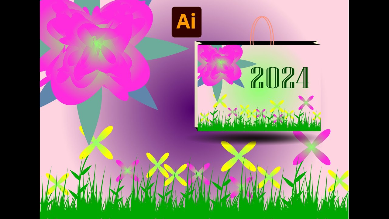 Vector-flower Design-adobe-illustrator-shopping-bag
