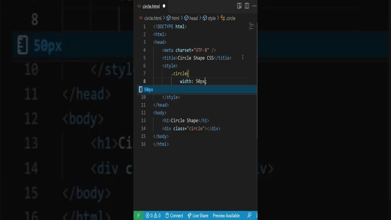How to create a Circle Using HTML & CSS #html #css #shorts #circle