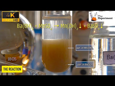 What happens when Barium Hydroxide (Ba(OH)2) and manganese (ii) sulfate (MnSO4)? | Ba(OH)2 + MnSO4