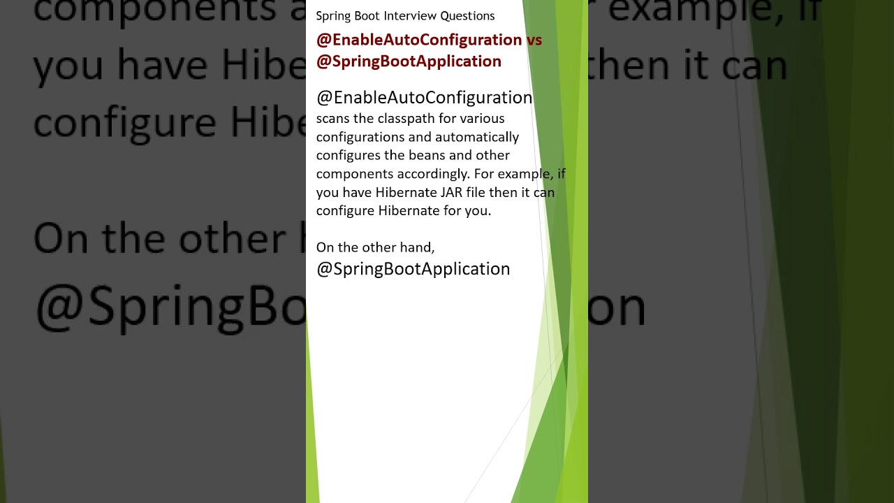 @EnableAutoConfiguration vs @SpringBootApplication #javacodinginterview #springboottutorial