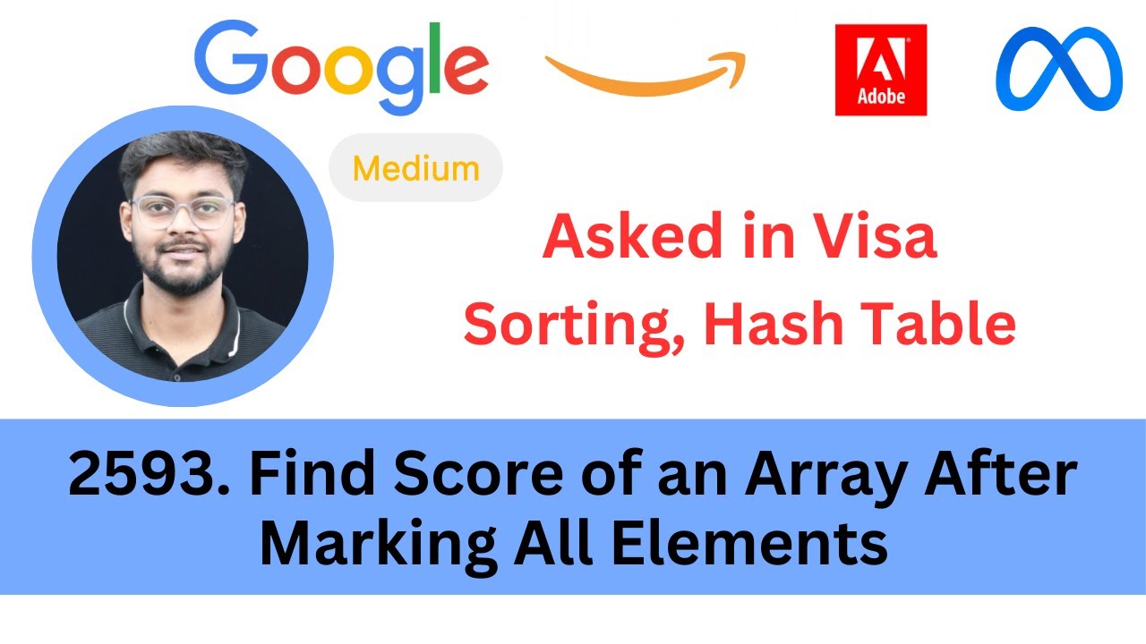 LeetCode 2593 Find Score of an Array After Marking All Elements | Sorting | HashTable | Visa