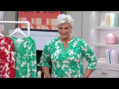 Belle by Kim Gravel Cabana Knit Floral Serenity Tunic Top on QVC