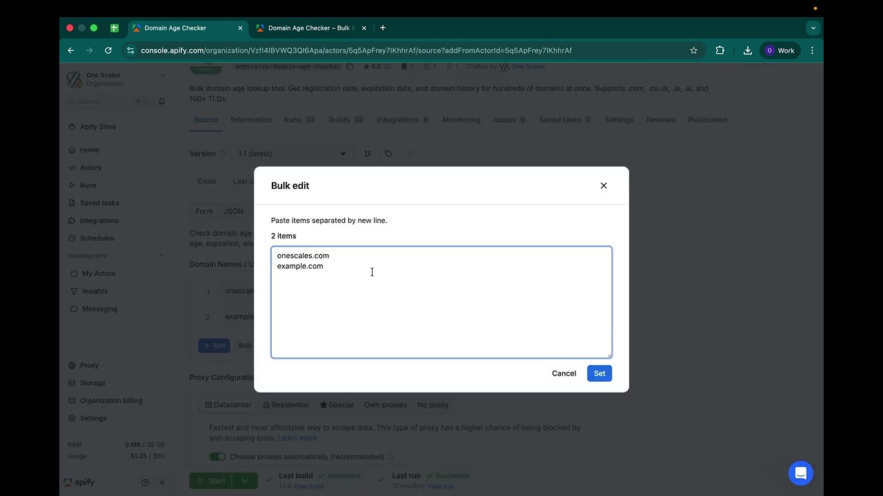 Bulk Domain Age Checker Apify App