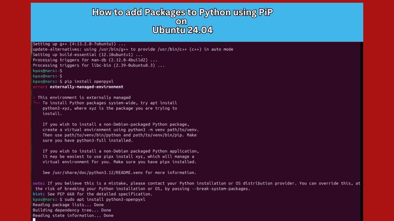 Beginners Ubuntu -- Installing PiP and Using PiP to Install Python Packages