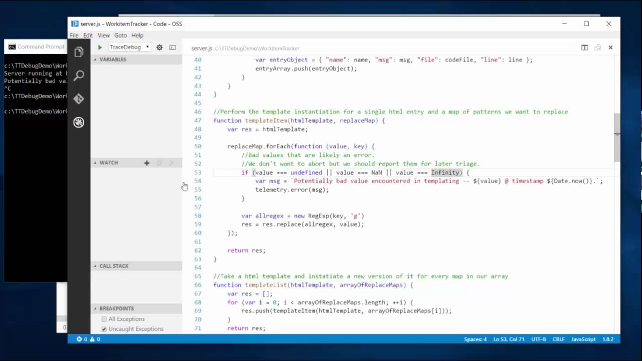 JavaScript/Node Time-Travel Debugger -- Preview Demo