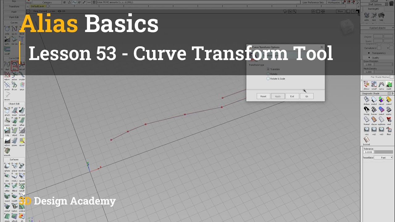 Autodesk Alias Basics Tutorials 53 - Curve Transform Tool