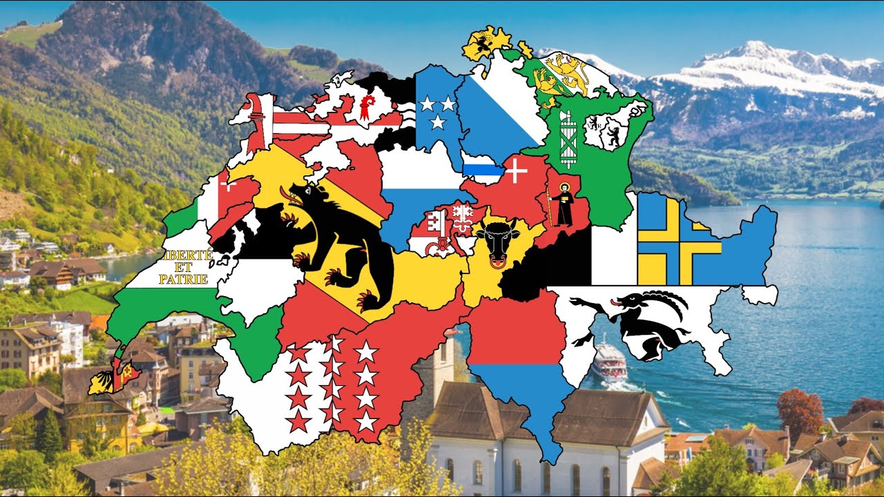 Switzerland Cantons - Flag Map Speedpaint