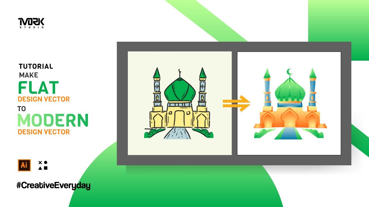 Tutorial Make Flat Design To Modern Design I Adobe Illustrator