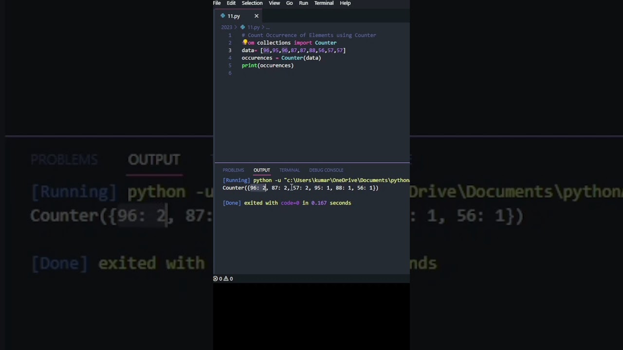 Count Occurrence of Elements using Counter #python #coding