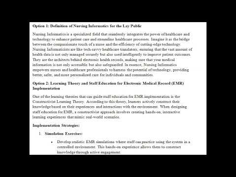 Develop definition of Nursing Informatics to explain what this profession entails to the lay public