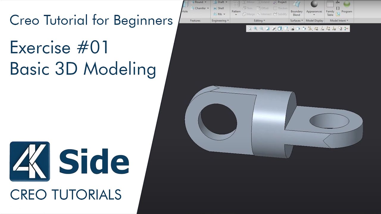 Basic 3D Modeling Exercise for Beginners in Creo - Exercise #01 | Creo Tutorial