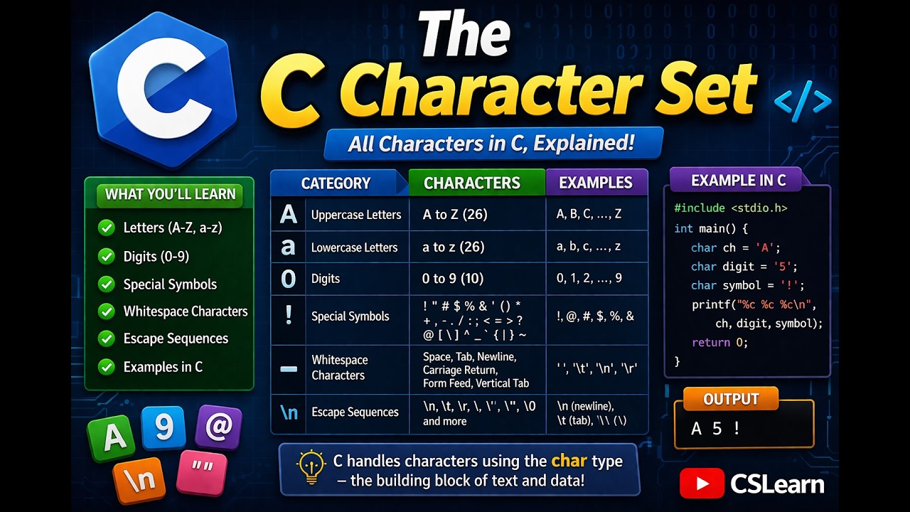 C Character Set Explained with Examples (Beginner Friendly) | CSLearn