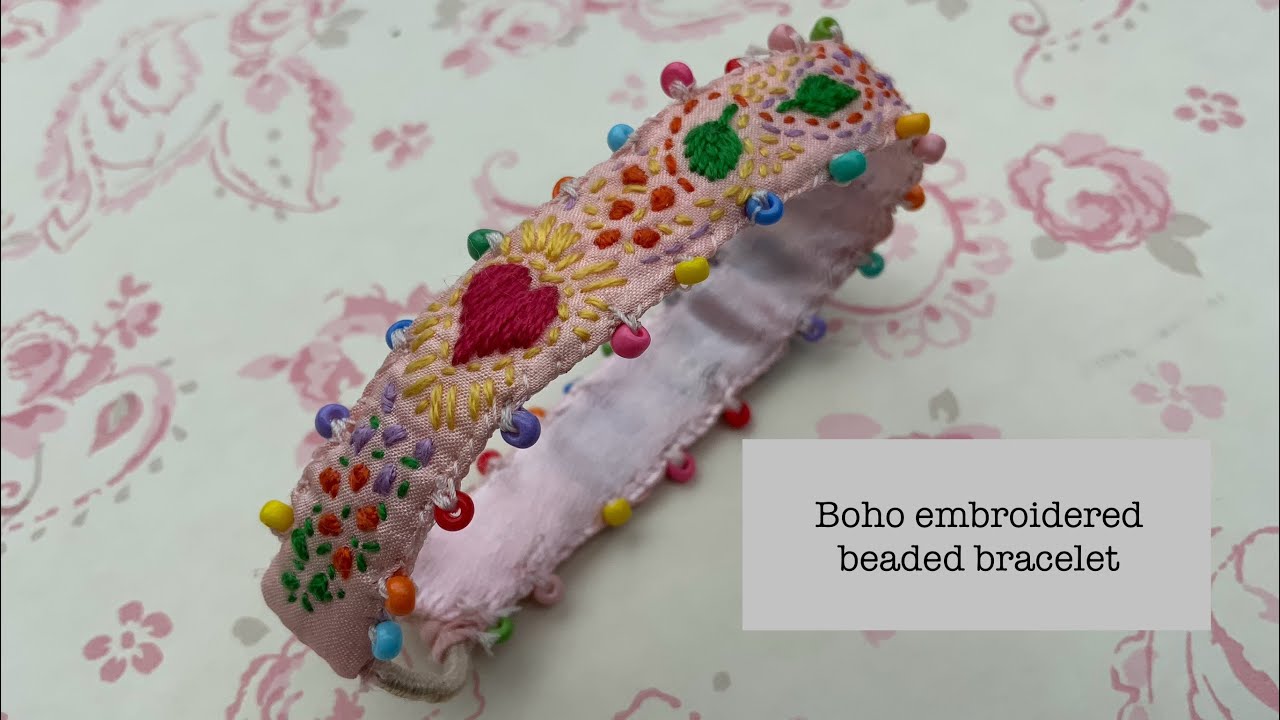 A new project boho embroidery bracelet Part 1 wearable #boho #bracelet #slowstitch #embroidery