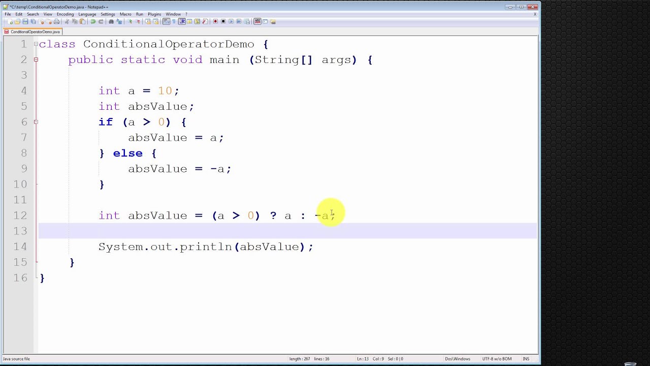 Java Tutorial - How to use Conditional Operator ( ? : )