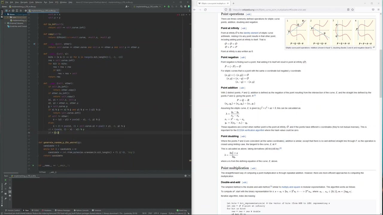 Cryptography with Python 22: Implementing a P-256 ECDHE in Python