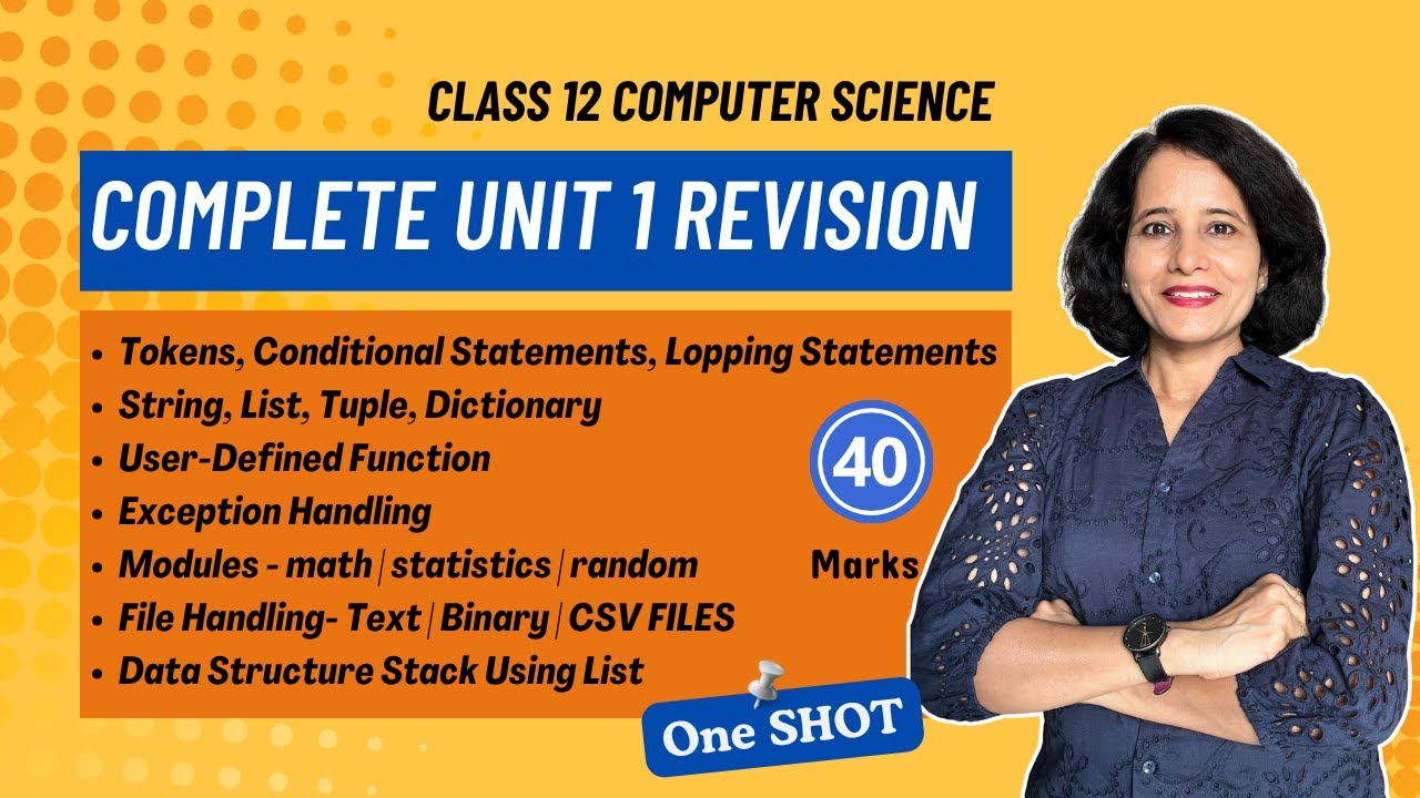 Unit 1 | Complete PYTHON Portion | ONE SHOT | Class 12 Computer Science | ENGLISH