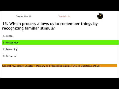 General Psychology Chapter 4 Memory and Forgetting Multiple Choice Questions MCQs