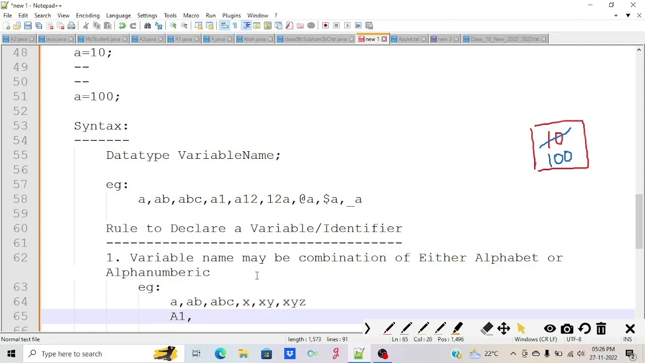 Java Class : Part 1 : Variable Declaration