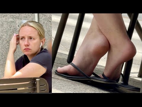Blonde Lunch Break Flip Flops | Candid Feet S2E2