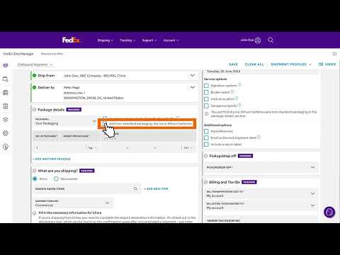 Creating a shipment label using FedEx Ship Manager™ at fedex.com in the Compact View