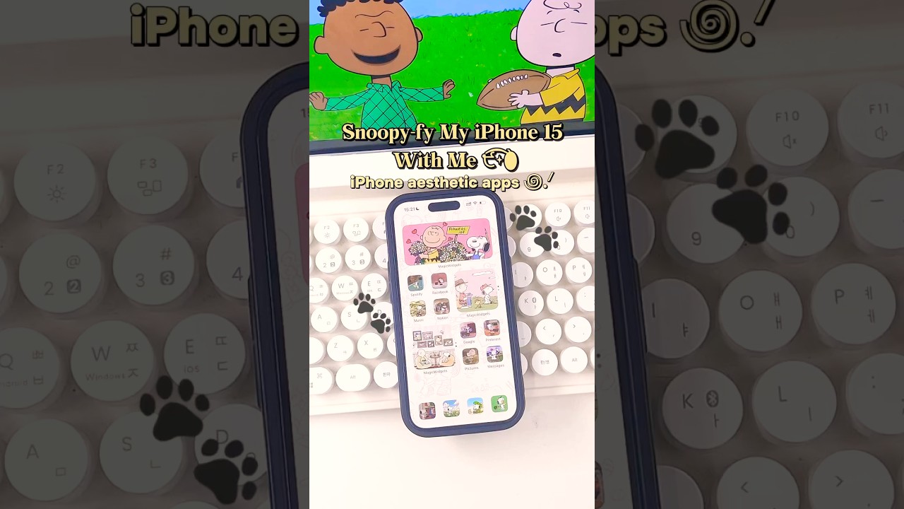 Snoopy-fy My iPhone 15 With Me! 🐾 #snoopy #peanuts #aestheticapps  #homescreenmakeover