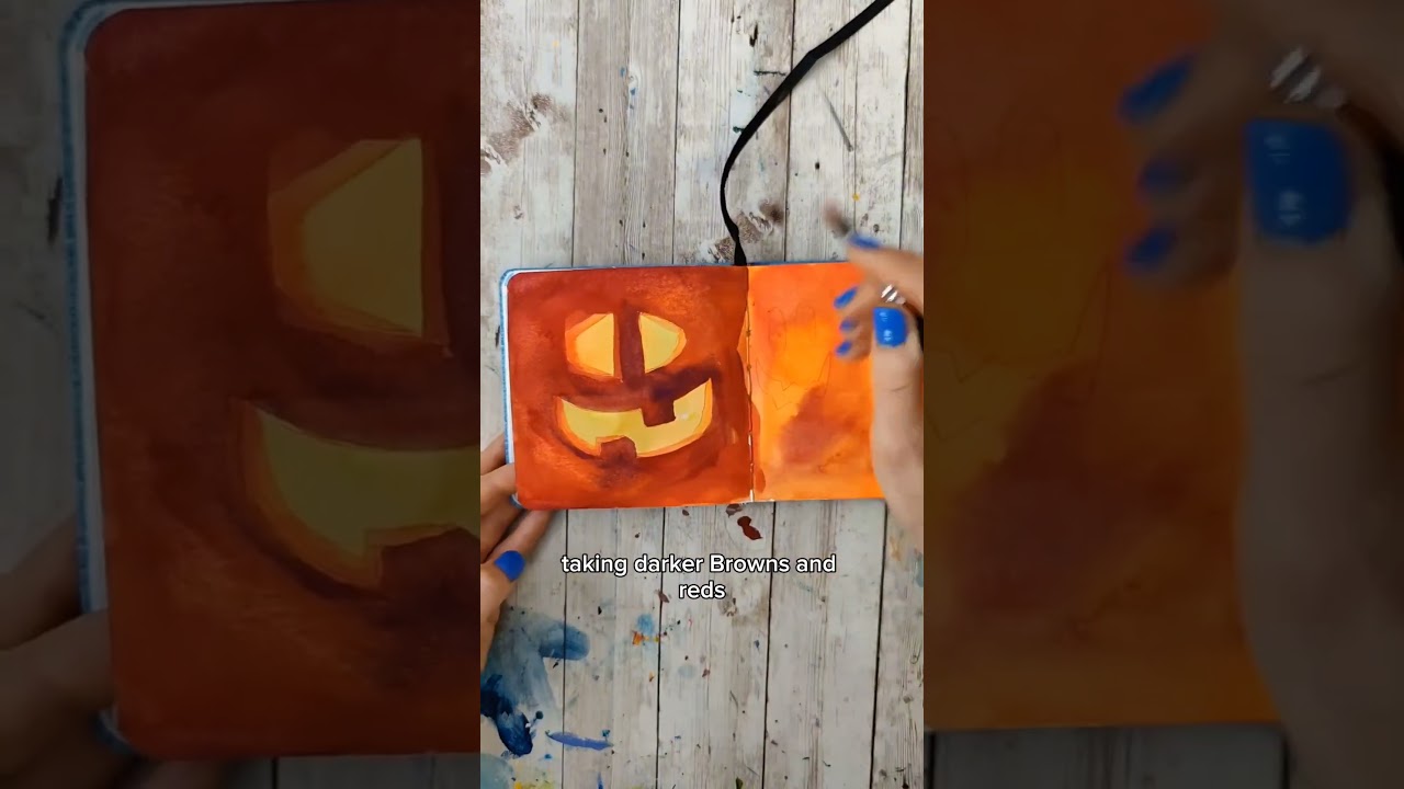 That glow!!! 🎃🎃🎃 #watercolor #pumpkin #halloweenart