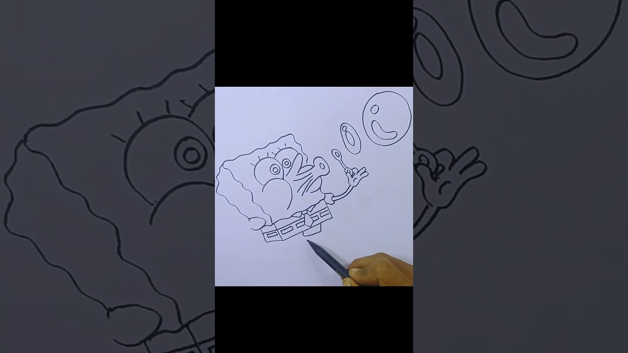 Easy Draw Spongebob Blowing Bubbles Technique