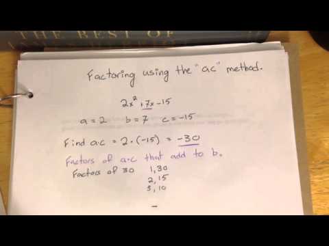 Factoring Using the ac method example