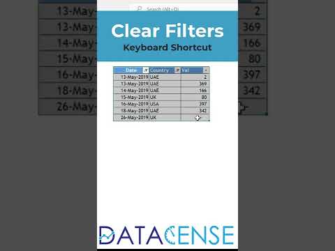 Clear Filters using a shortcut in Excel