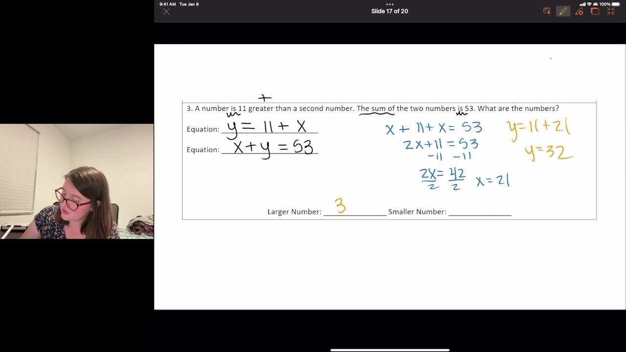 Alg Unit 9 Notes 2B Solving Systems by Substitution Word Problems