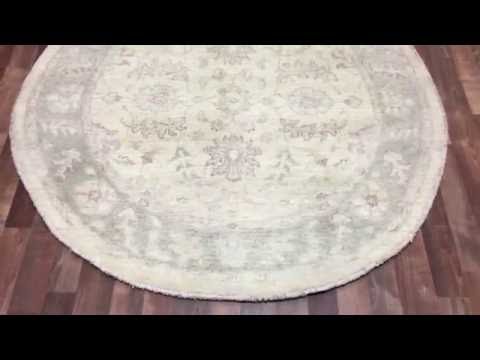 Beige Pakistan Peshawar Round Oriental Rug 5X5 - AT 572