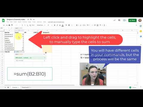 Simpon's Diversity Index in Google Sheets