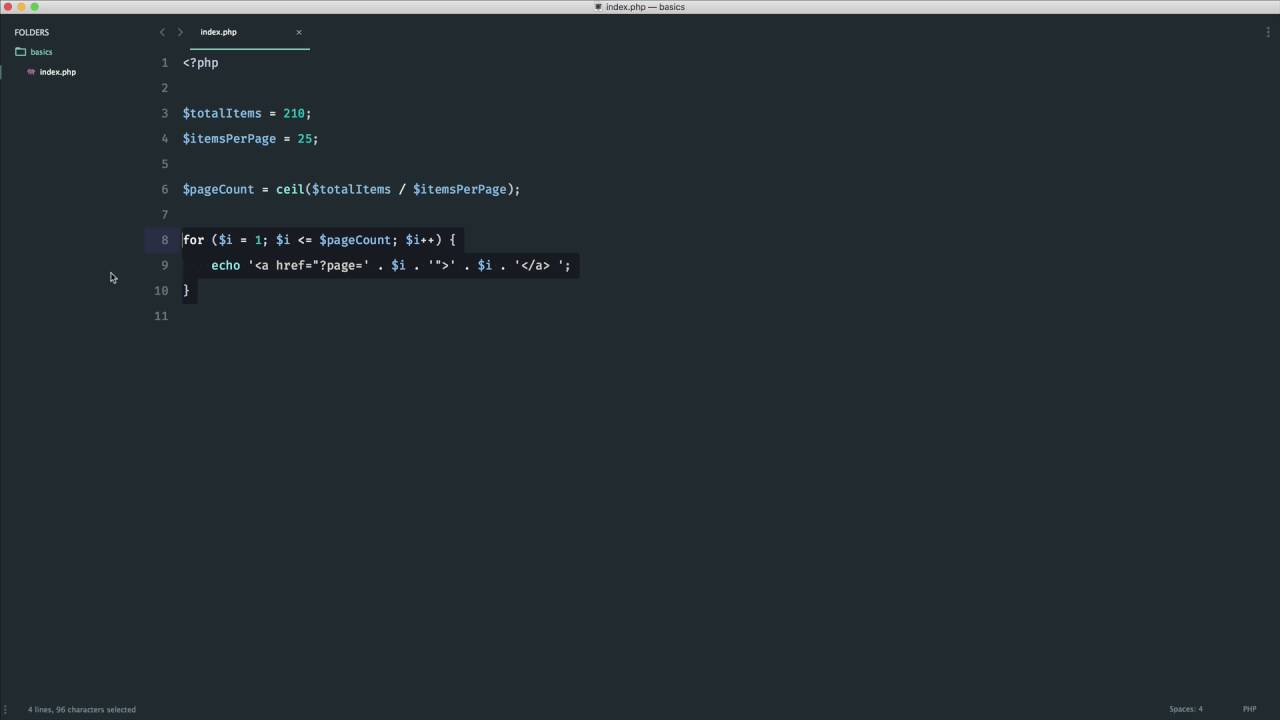 PHP Basics: Looping: The FOR loop (19/35)