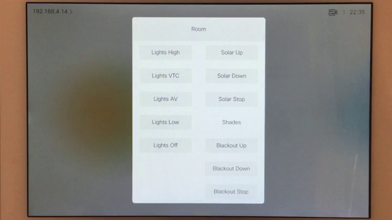 Cisco Touch10 Customization   Room Controls