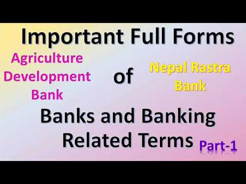 Part-1 Full Form of Banking terms || Nepal Rastra Bank | Agriculture Development Bank ||